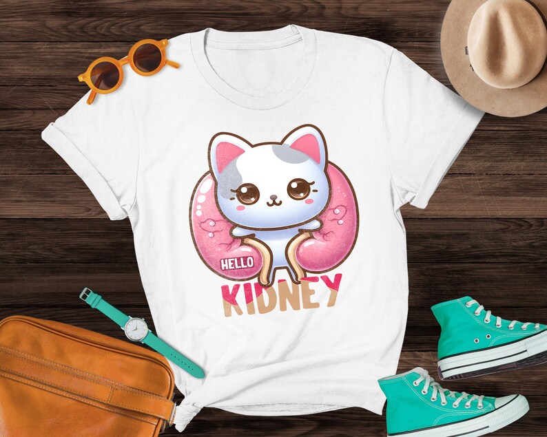 Hello Kidney Cute Cat T-shirt, Cat Lover, Kidney Specialist Gift ...