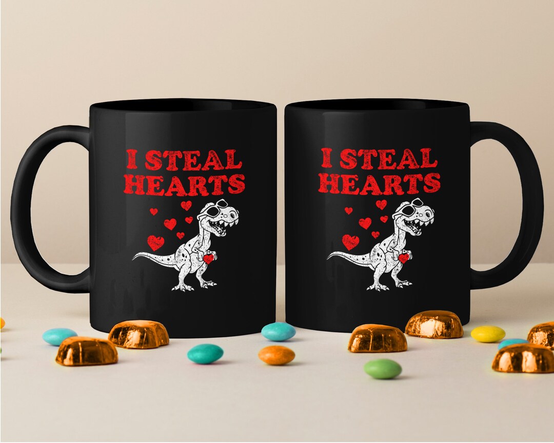 Loveasaurus Rex Valentine Mug, I Steal Hearts Dino Valentines Day Mug ...