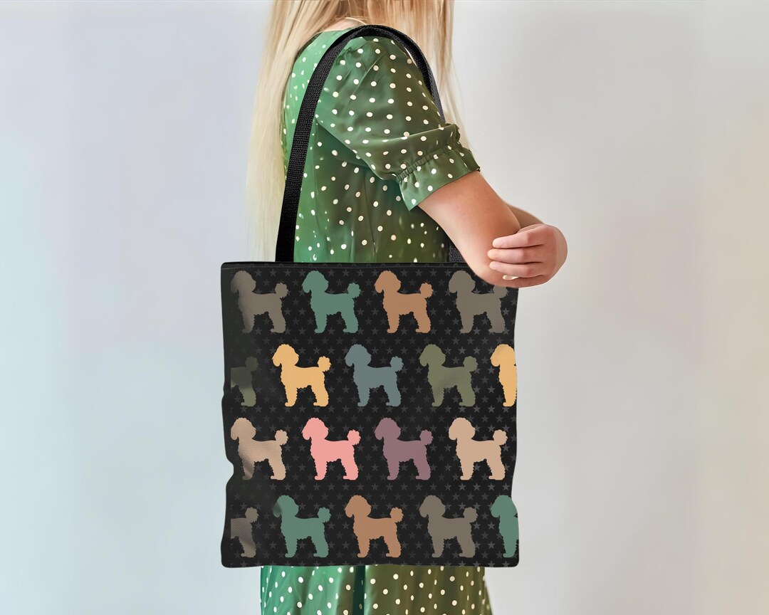 Retro Poodle Lover Tote Bag, Cute Poodle Dog Over Shoulder Bag, Pet ...