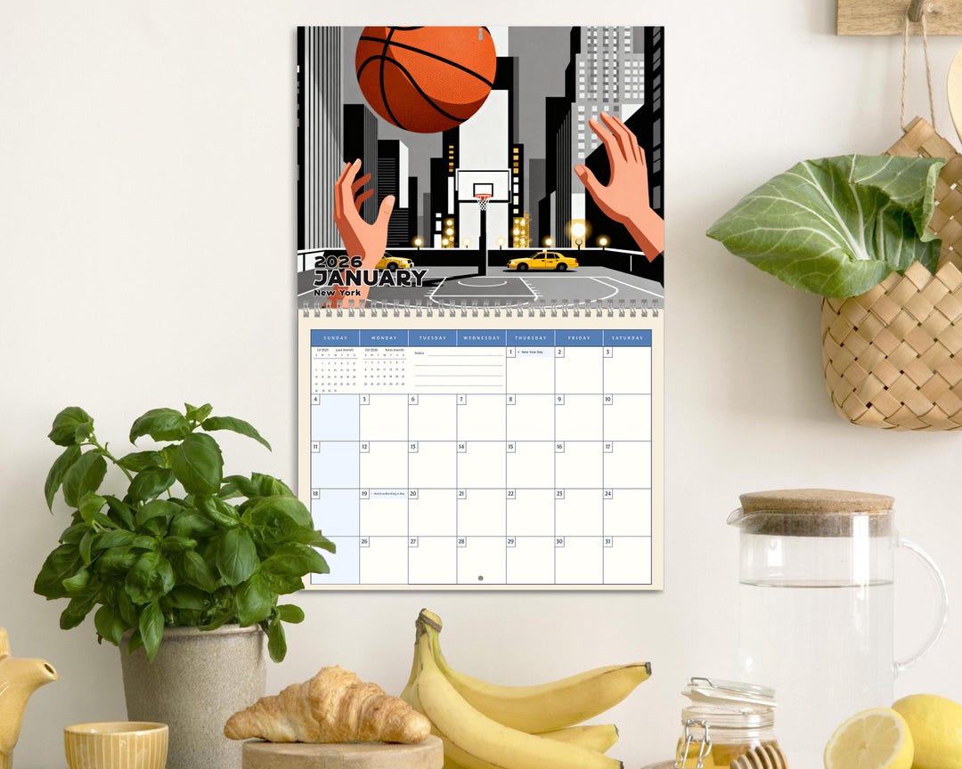 Basketball Wall Calendar 2026, Desert Sports Planner, Unique Gift for ...