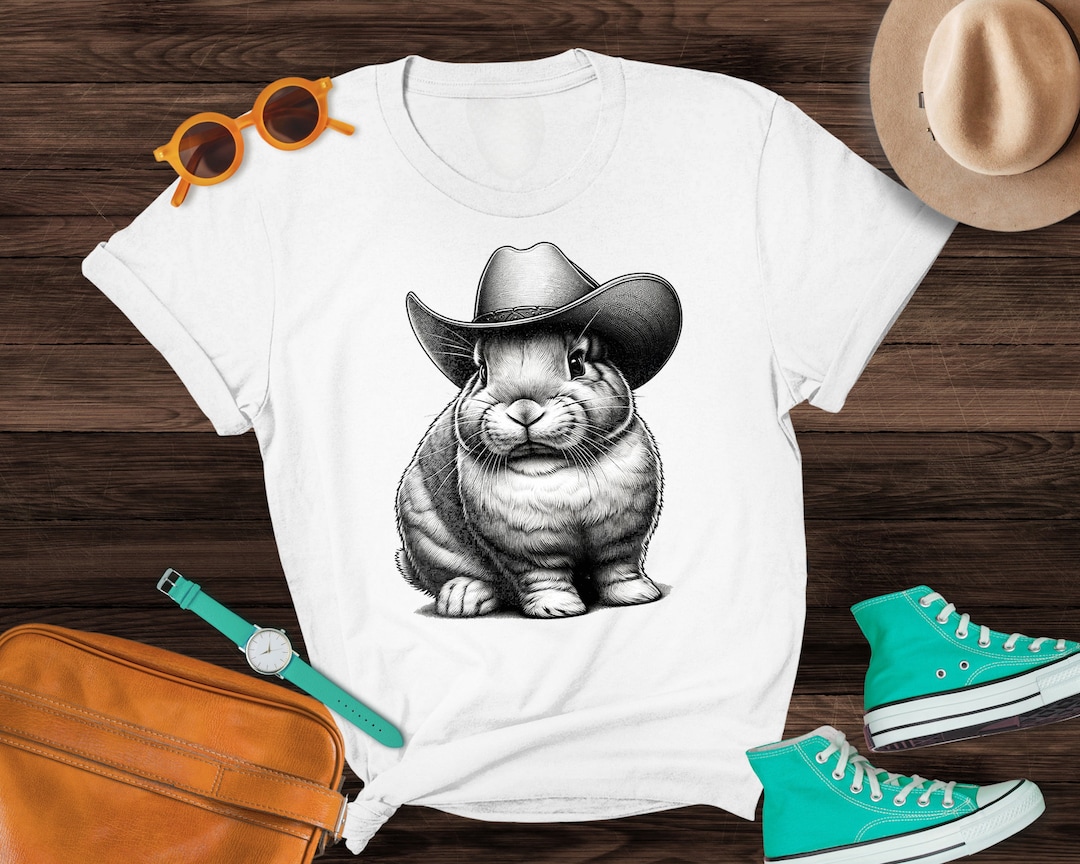 Rabbit Cowboy Hat Shirt, Funny Howdy Bunny Cowboy Tshirt, Rabbit Lover ...