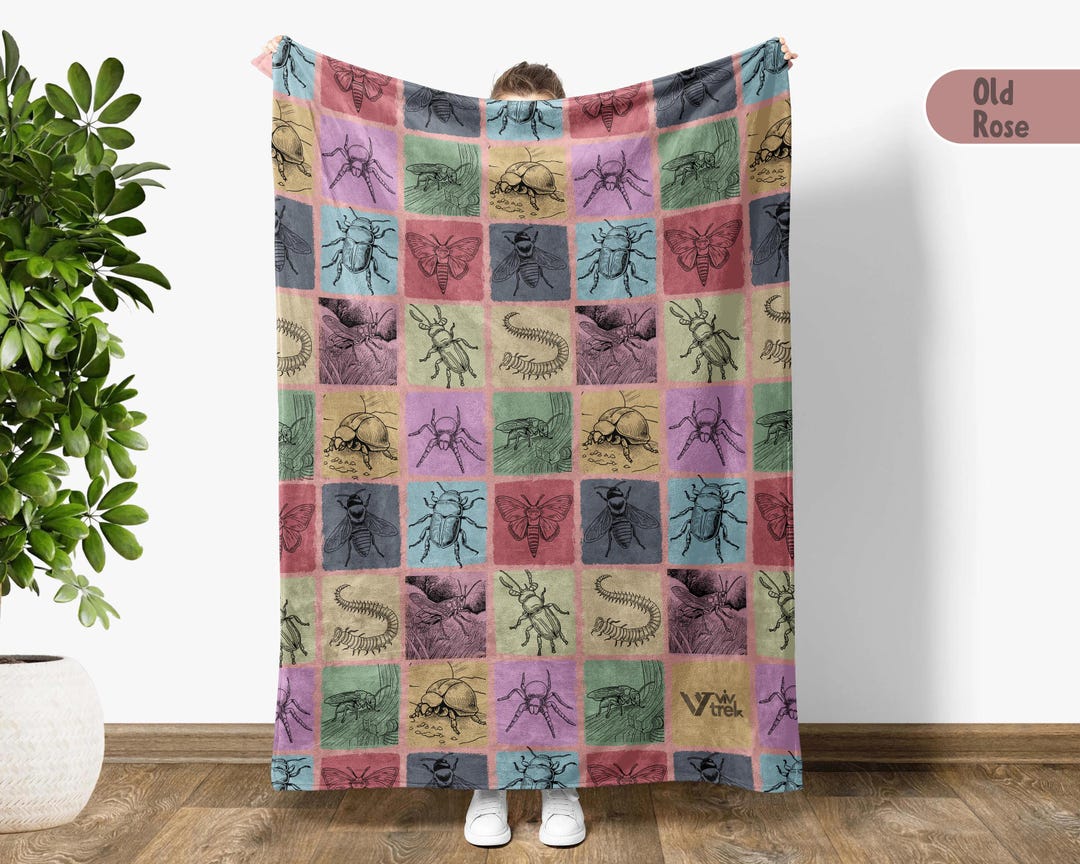 Vintage Insect Lover Blanket, Bug Themed Throw, Nature Insects Decor ...