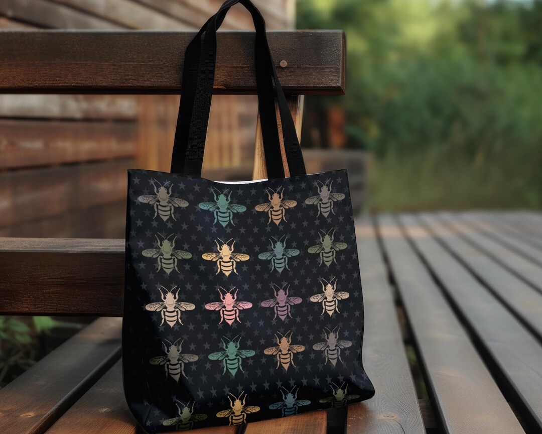 Retro Bee Lover Tote Bag, Cute Bumblebee Gift Bag, Shoulder Bag for ...