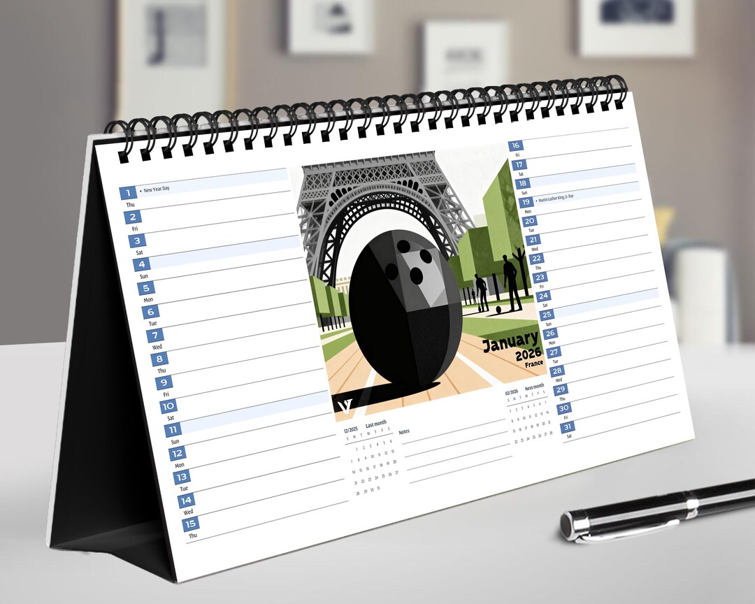2026 Bowling Desk Calendar, Retro Sports Decor, Gift for Bowler, Strike ...