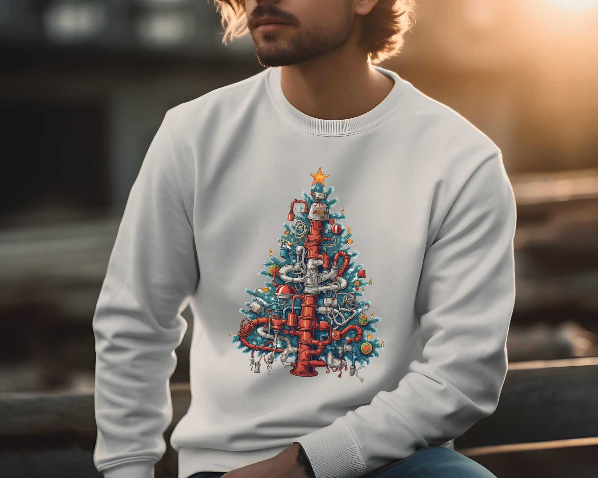 Funny Plumber Christmas Tree Sweatshirt, Plumbing Ornament Decor Xmas ...