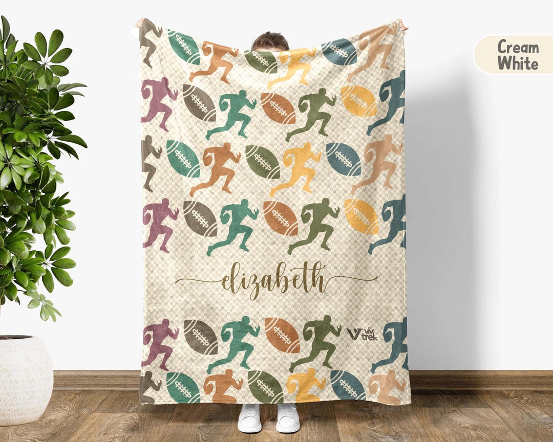 Custom Rugby Blanket, Retro Personalized Name Rugby Lover Gift, Cozy ...