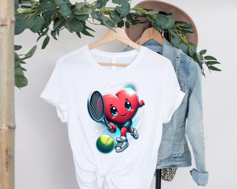 Heart Shaped Tennis Ball Player Racket Fan Valentine's Day T-shirt ...