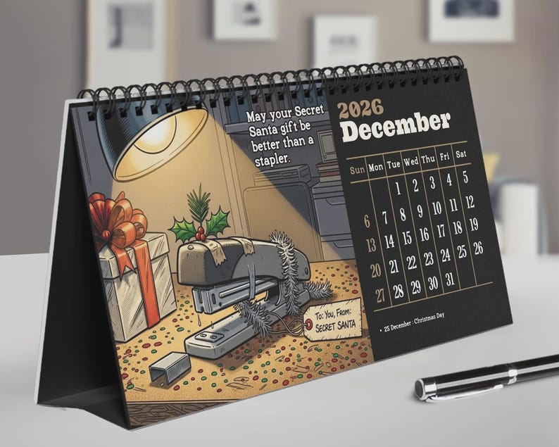 Funny 2026 Desk Calendar, Dark Humor Coworker Gift, Illustrated Office ...