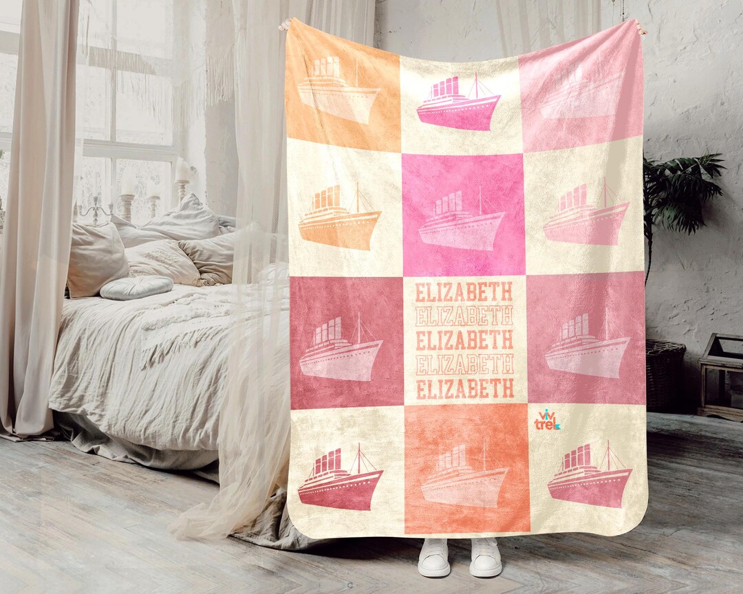 Personalized Titanic Ship Blanket With Custom Name, Pastel Pink Ocean ...