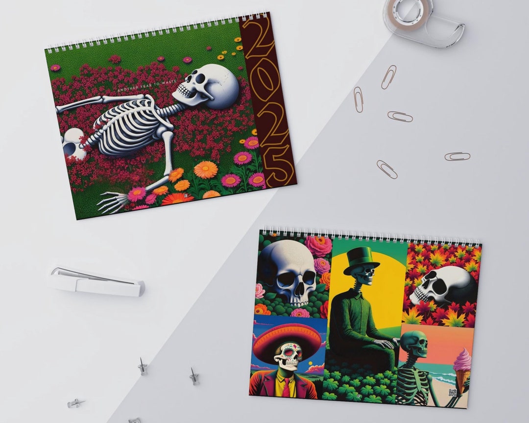 Funny 2025 Demotivational Calendar, Sarcastic Skeleton Wall Calendar ...