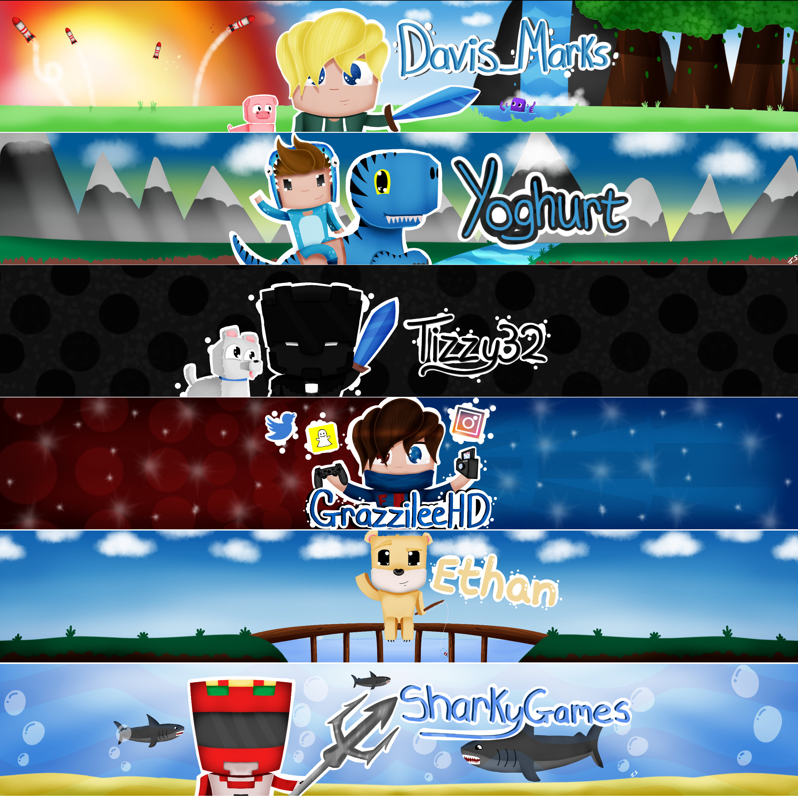 Minecraft Twitch / Youtuber Banner Illustration | Etsy