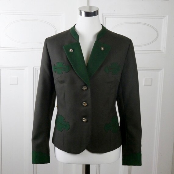 Austrian Blazer, 1990s Vintage Cropped Trachten Jacke… - Gem