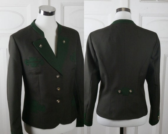 Austrian Blazer, 1990s Vintage Cropped Trachten Jacke… - Gem