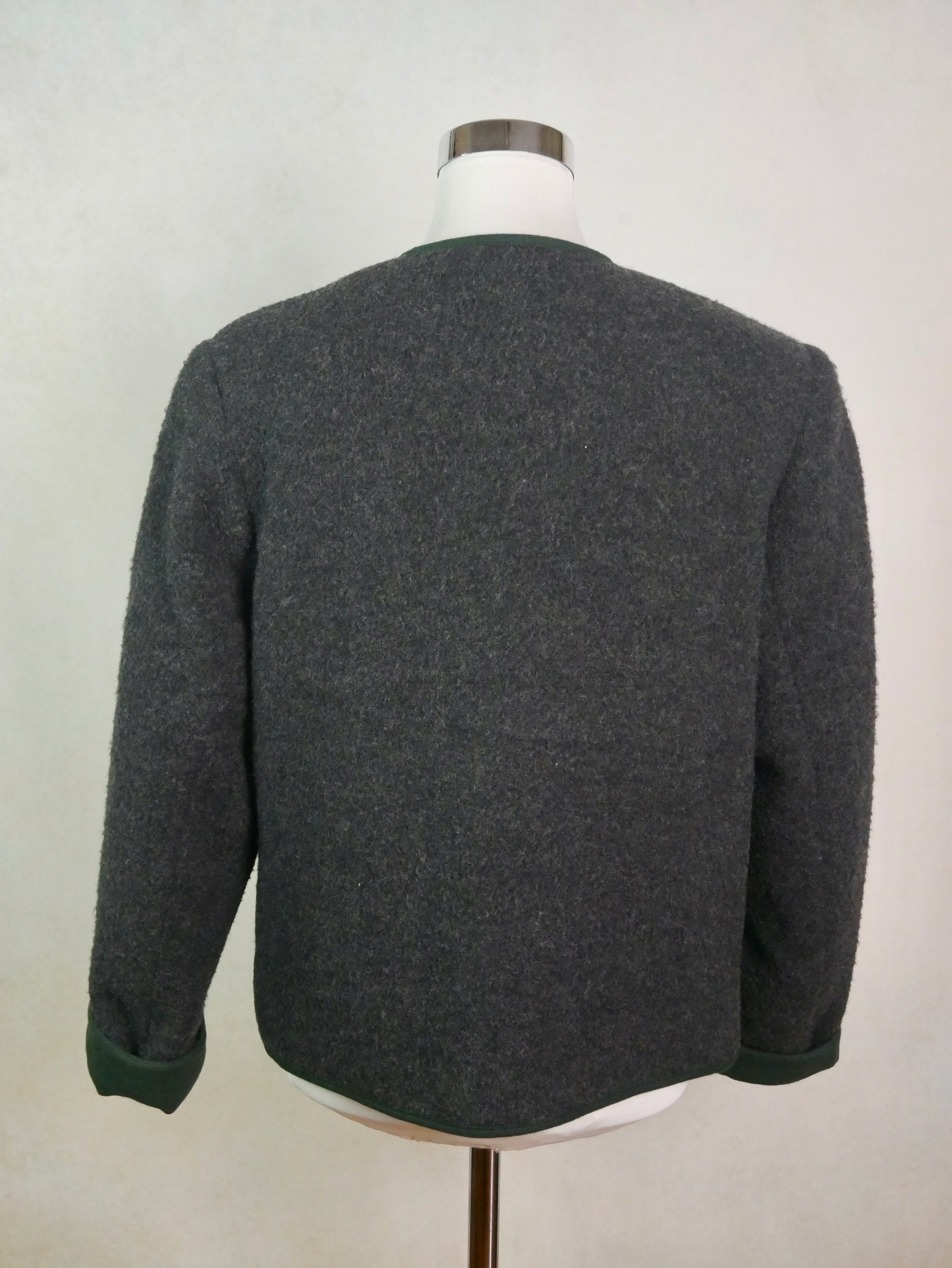 Charcoal Gray Jacket, Trachten Style Vintage Wool & Alpaca Jacket With ...