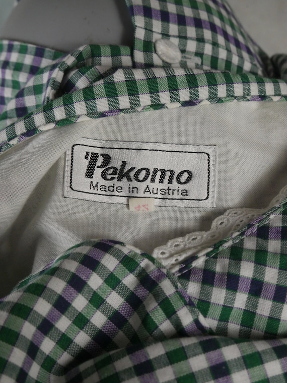 Cottagecore Dress, Green Purple and White Check Cotto… - Gem