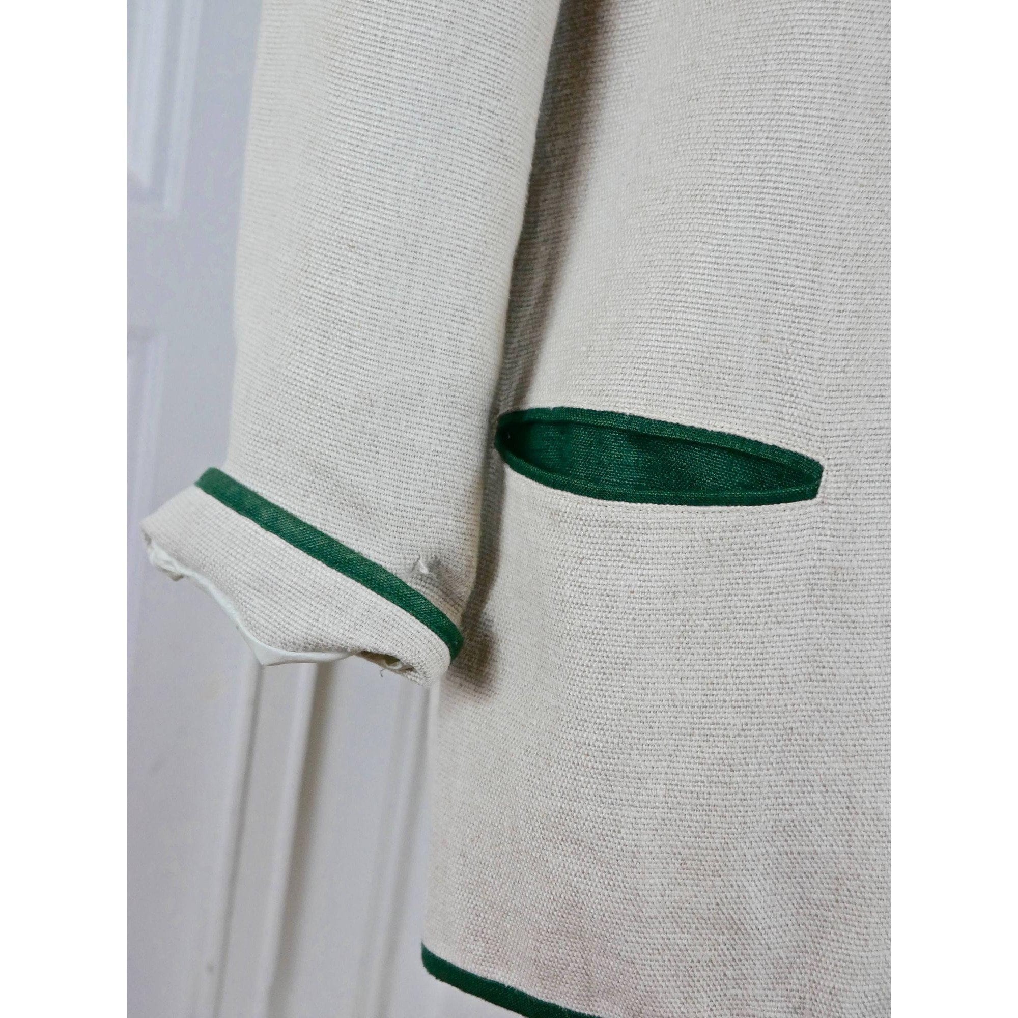 Cream Linen Jacket With Green Trim, Austrian Vintage Embroidered Jacket ...