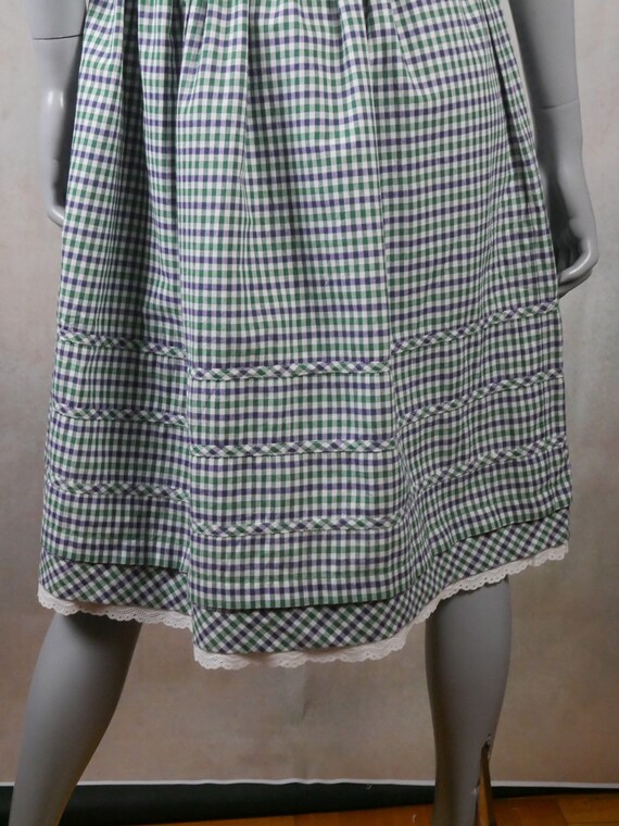 Cottagecore Dress, Green Purple and White Check Cotto… - Gem