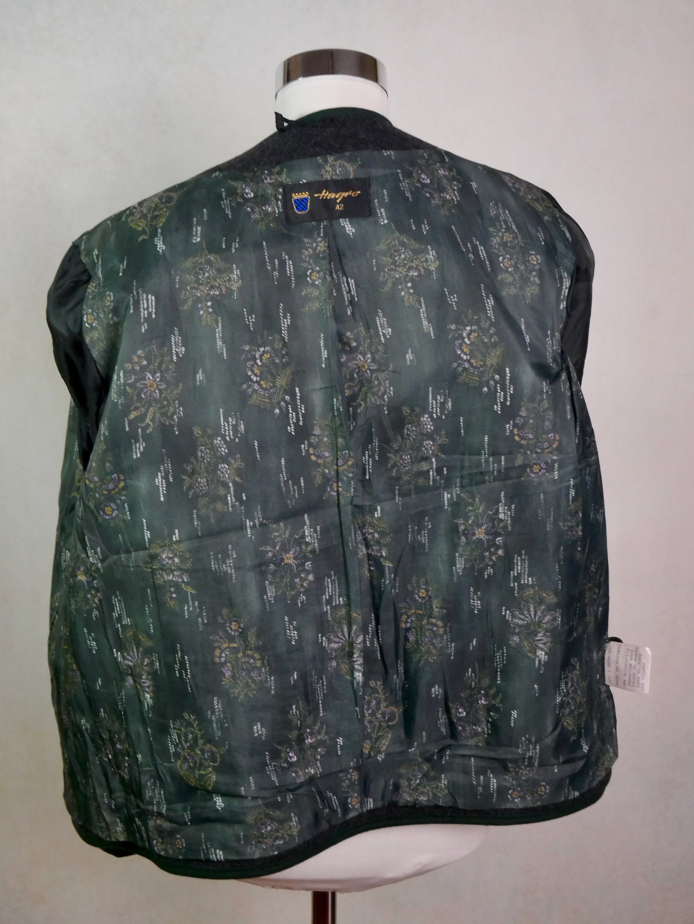 Charcoal Gray Jacket, Trachten Style Vintage Wool & Alpaca Jacket With ...