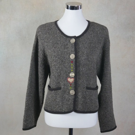 Vintage Cardigan, 1990s European Trachten Style Wool … - Gem