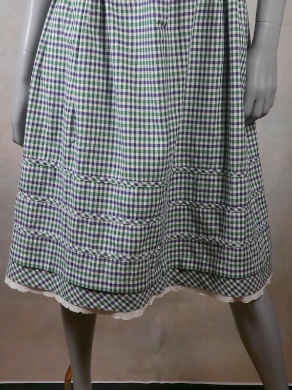 Cottagecore Dress, Green Purple and White Check Cotto… - Gem
