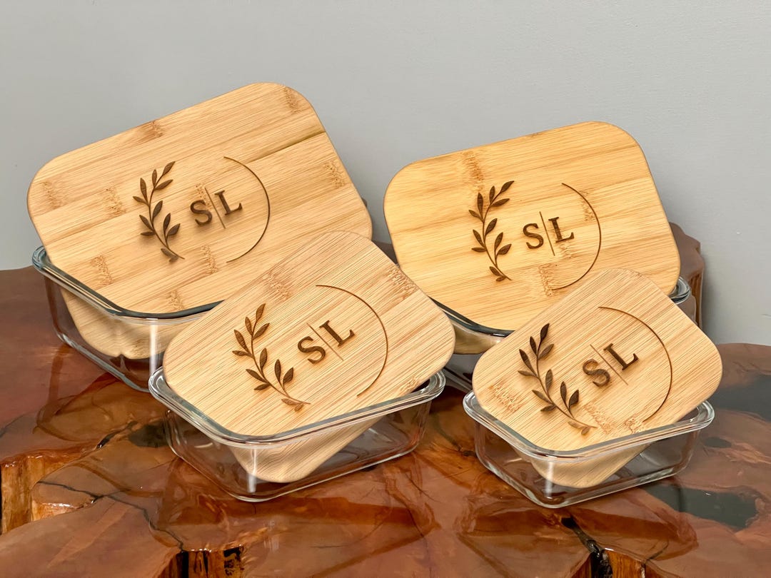 Glass Storage Containers With Personalized Bamboo Lid - Set of 4 ...