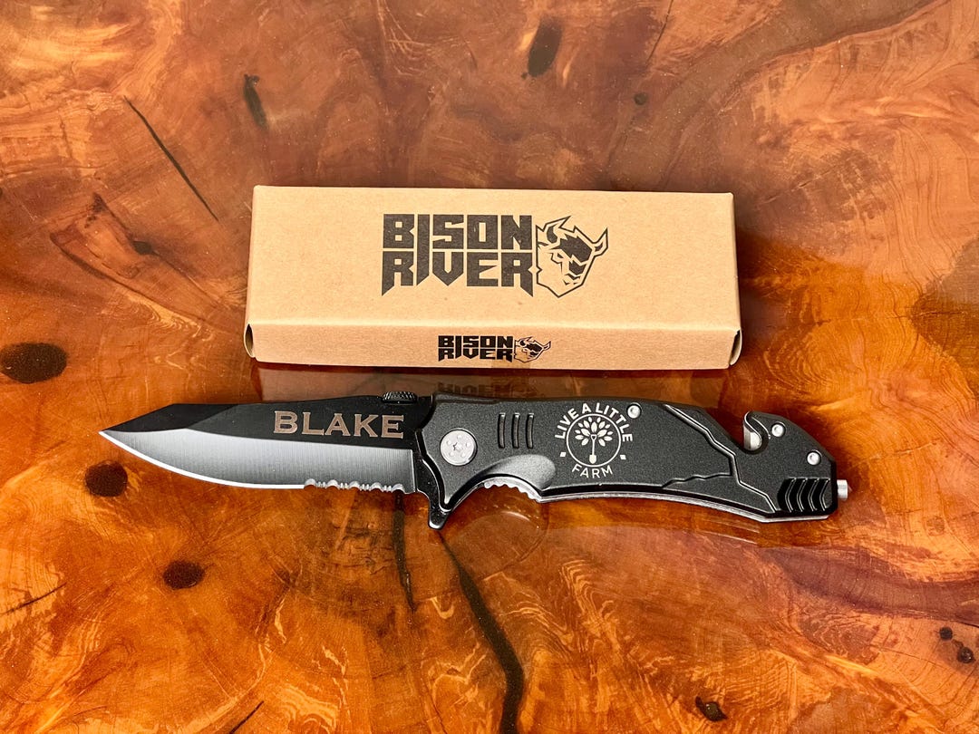 Custom Personalized Rescue Knife - Bison River 4 1/2" - Your Name ...