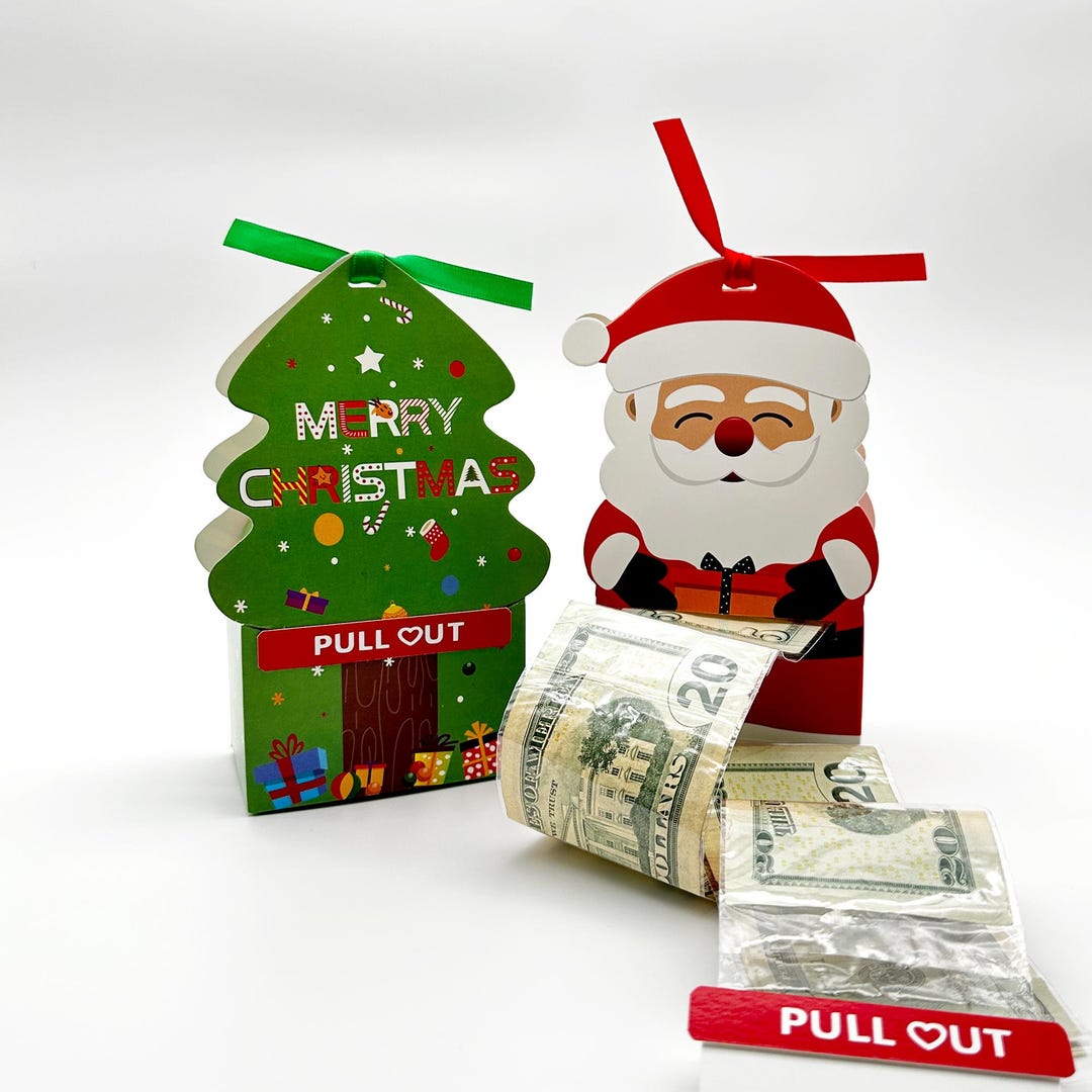 Santa and Tree Money Pull Box - Unique Christmas Cash Gift for Kids ...