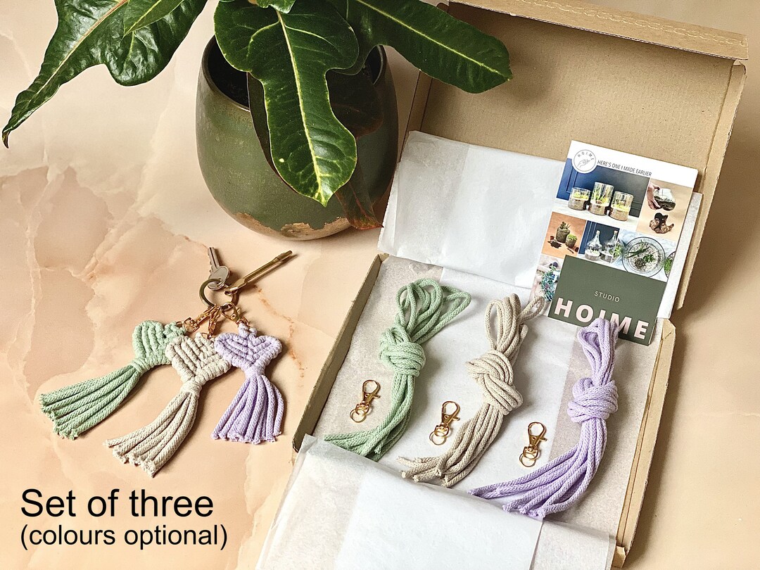 Heart Keychain DIY Macrame Kit Small Gift for Friend Thank You Gift for ...