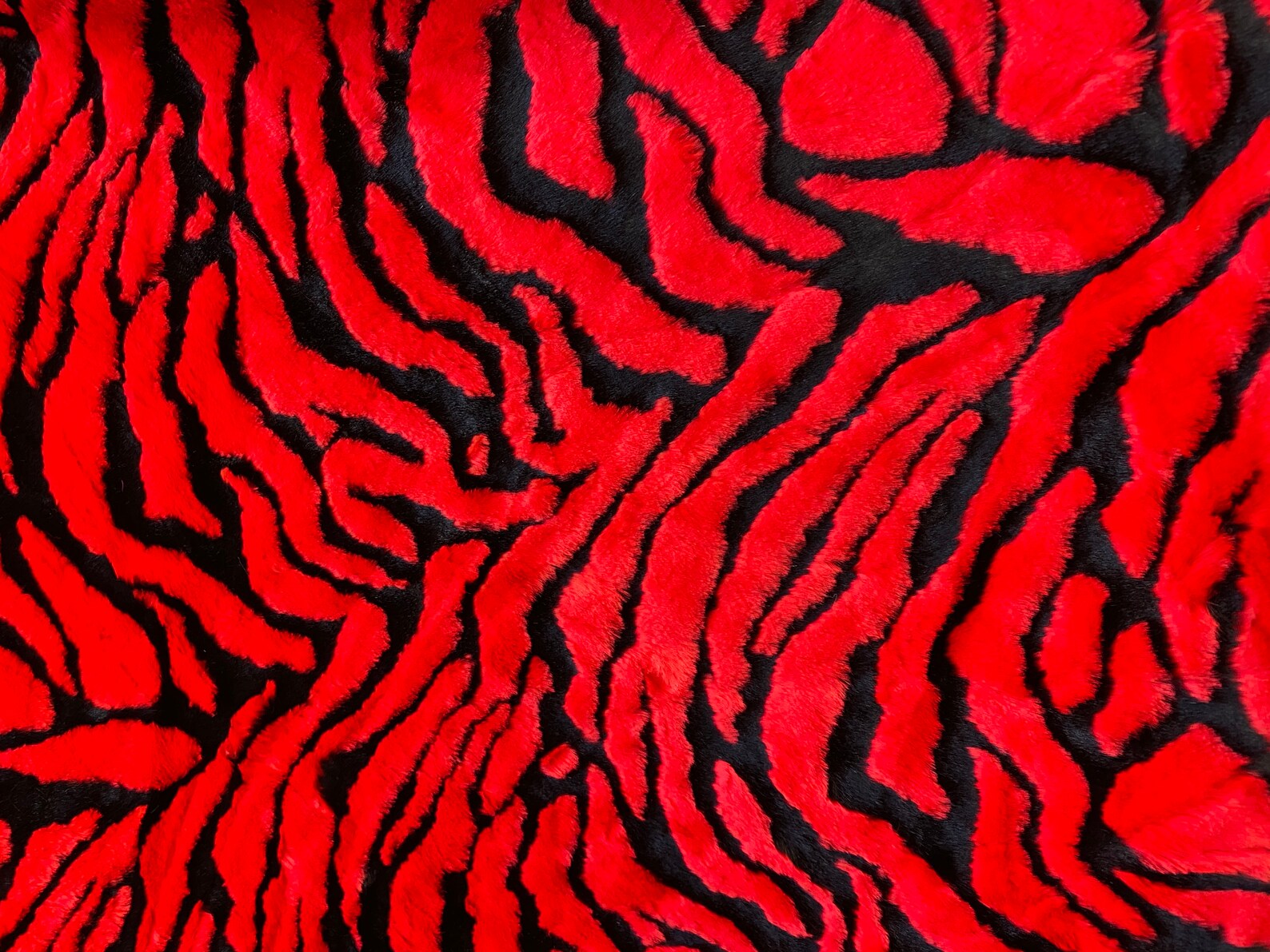 New Red & Black Tiger Skin Pattern Faux Fur Fabric By The Yard | Etsy