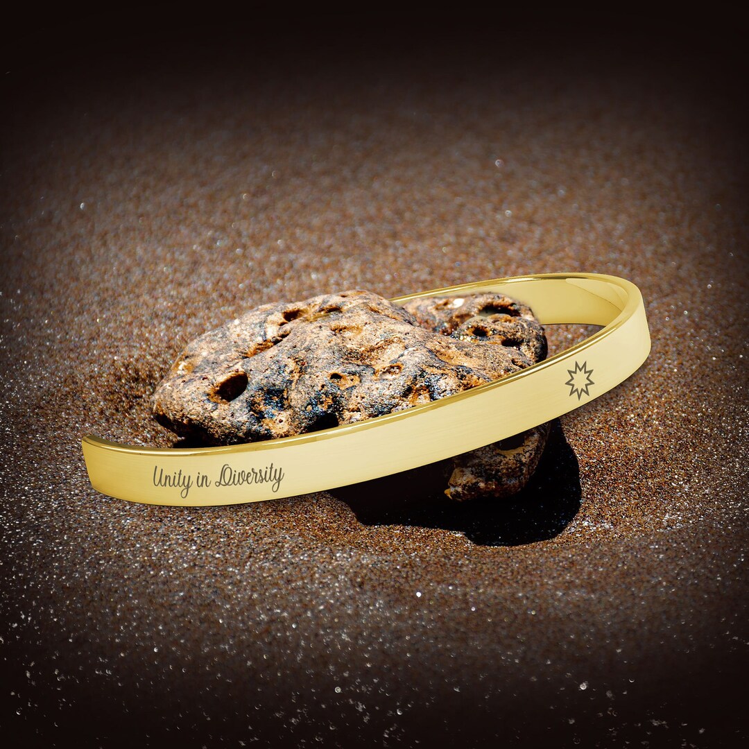 Baha'i Cuff Bracelet: 18K Gold Stainless Steel Jewelry, Made in USA - Etsy