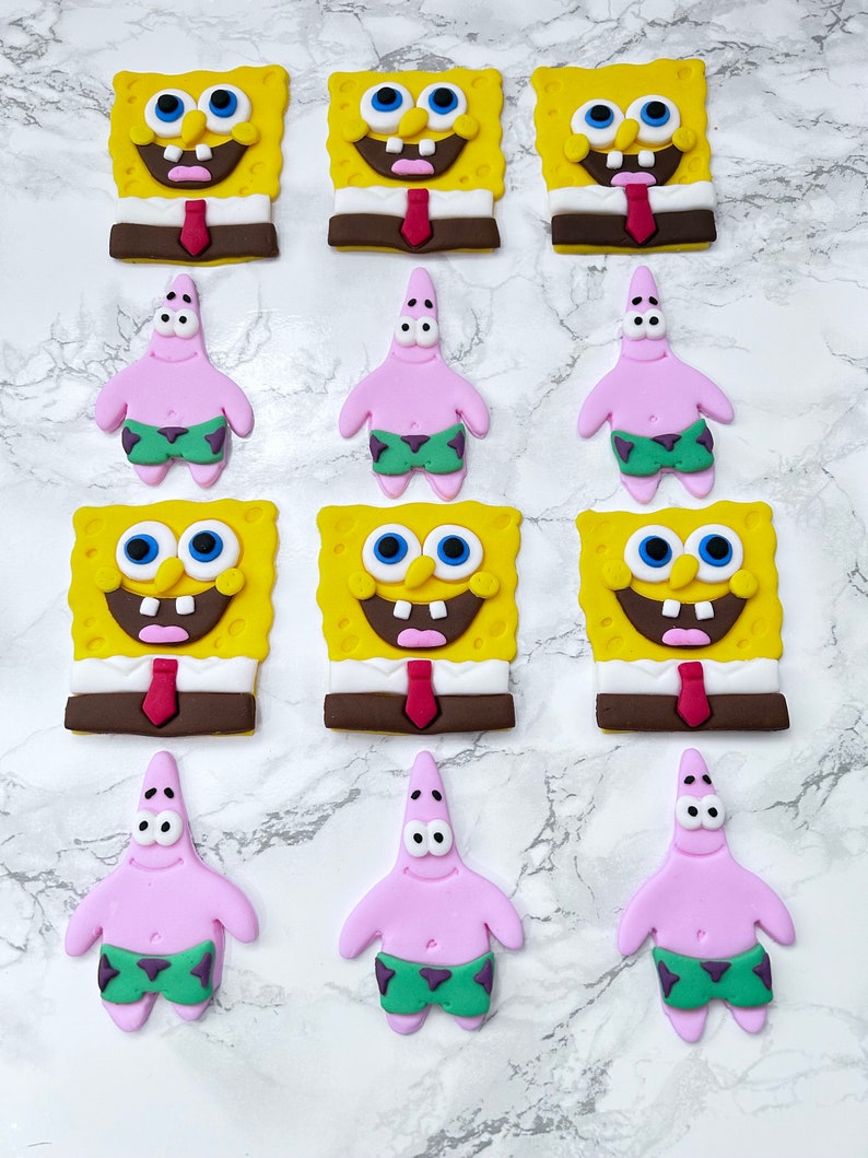 Spongebob Cupcake Toppers – Spongebob & Patrick Fondant Toppers ...