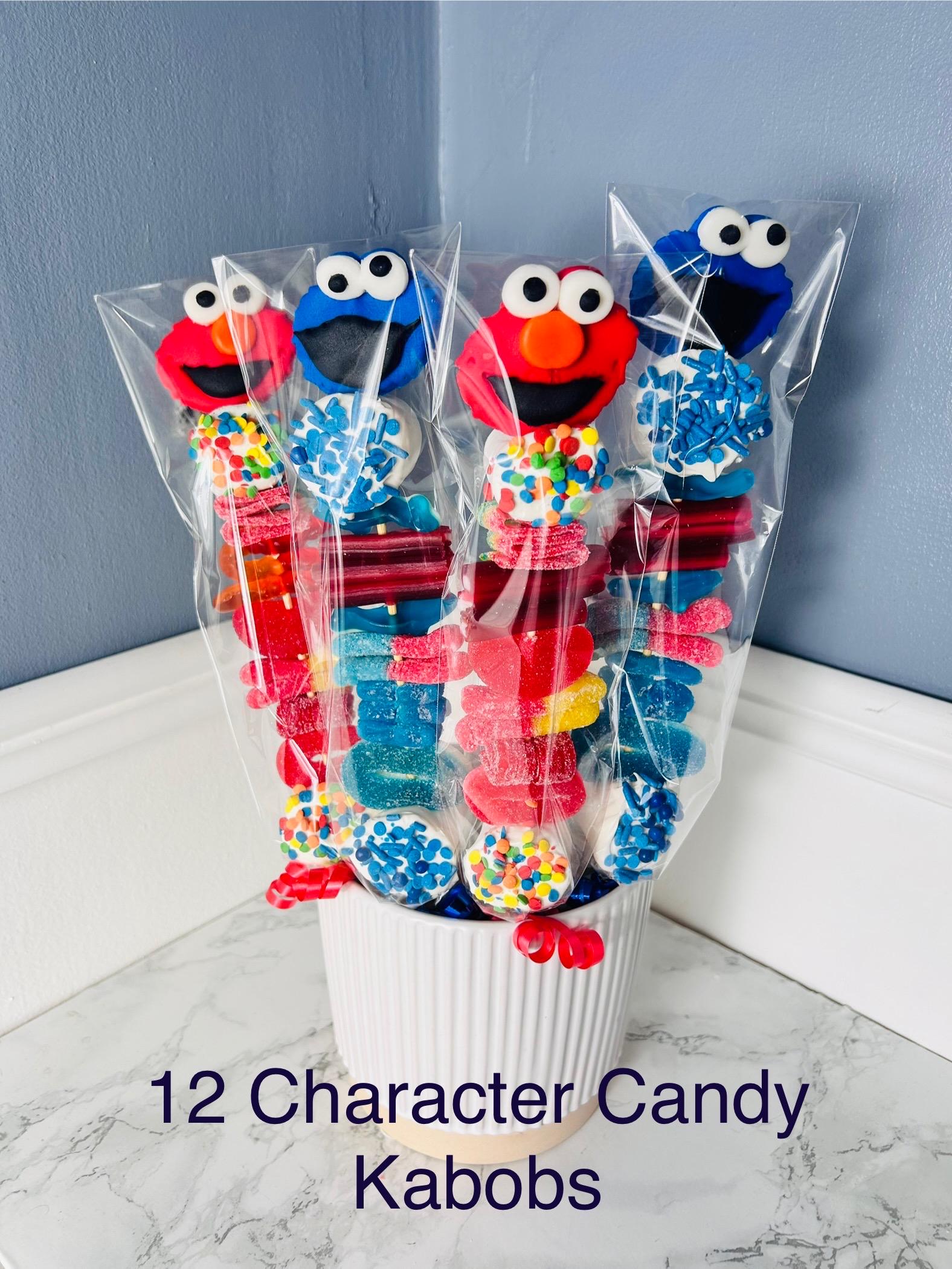 Elmo Candy Kabobs With Fondant Topper • Elmo Birthday Party Favors for ...