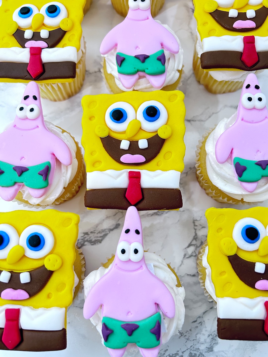 Spongebob Cupcake Toppers – Spongebob & Patrick Fondant Toppers ...