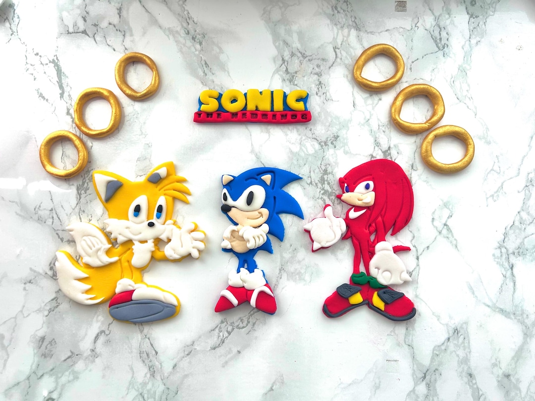 Handmade Edible Sonic Knuckles and Tails Fondant Cake Topper Set- 5 ...