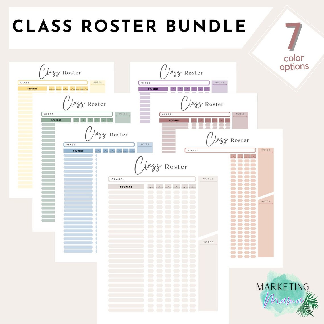 PRINTABLE Class Roster Set | Digital INSTANT Download - Etsy