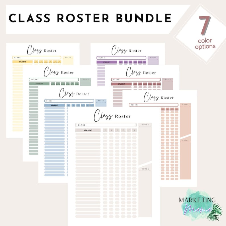 PRINTABLE Class Roster Set | Digital INSTANT Download - Etsy