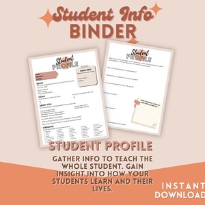 Printable Student Info Binder for Teachers | Class Roster, Student ...