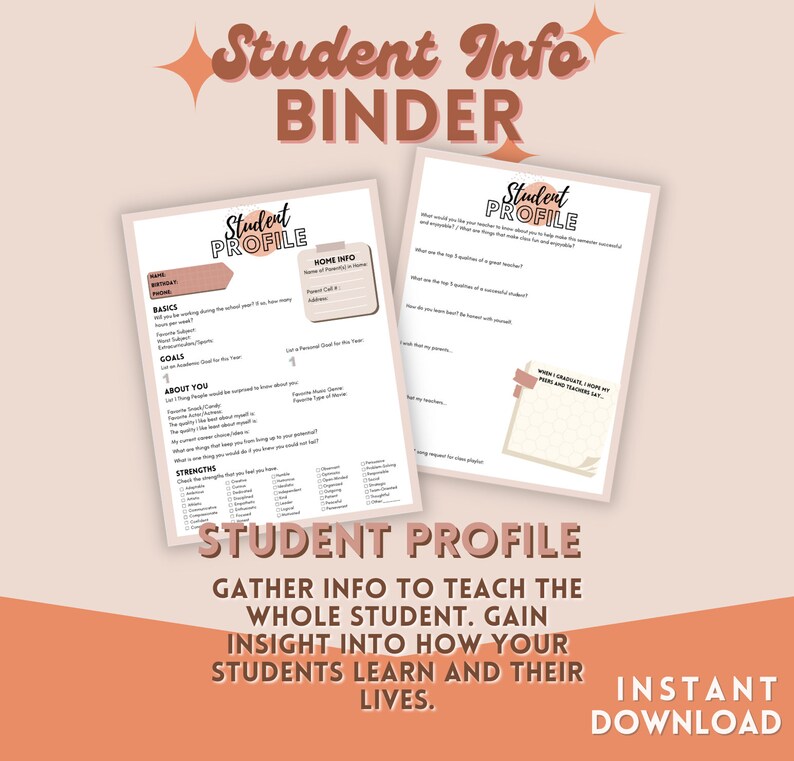 Student Info Binder for Teachers EDITABLE TEMPLATE | Class Roster ...
