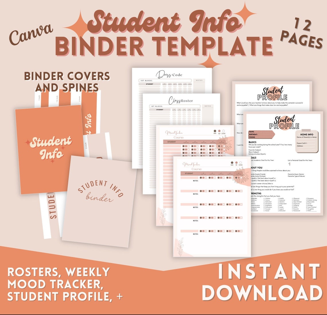 Student Info Binder for Teachers EDITABLE TEMPLATE | Class Roster ...