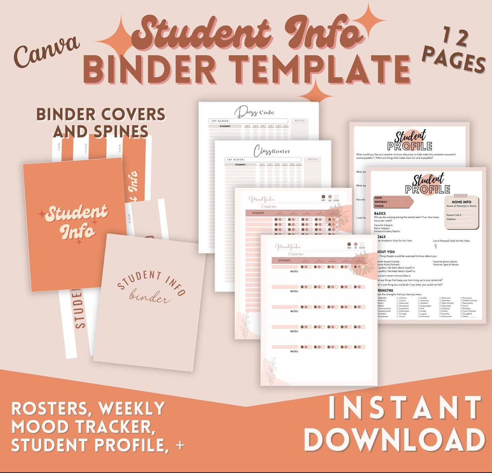 Student Info Binder for Teachers EDITABLE TEMPLATE | Class Roster ...