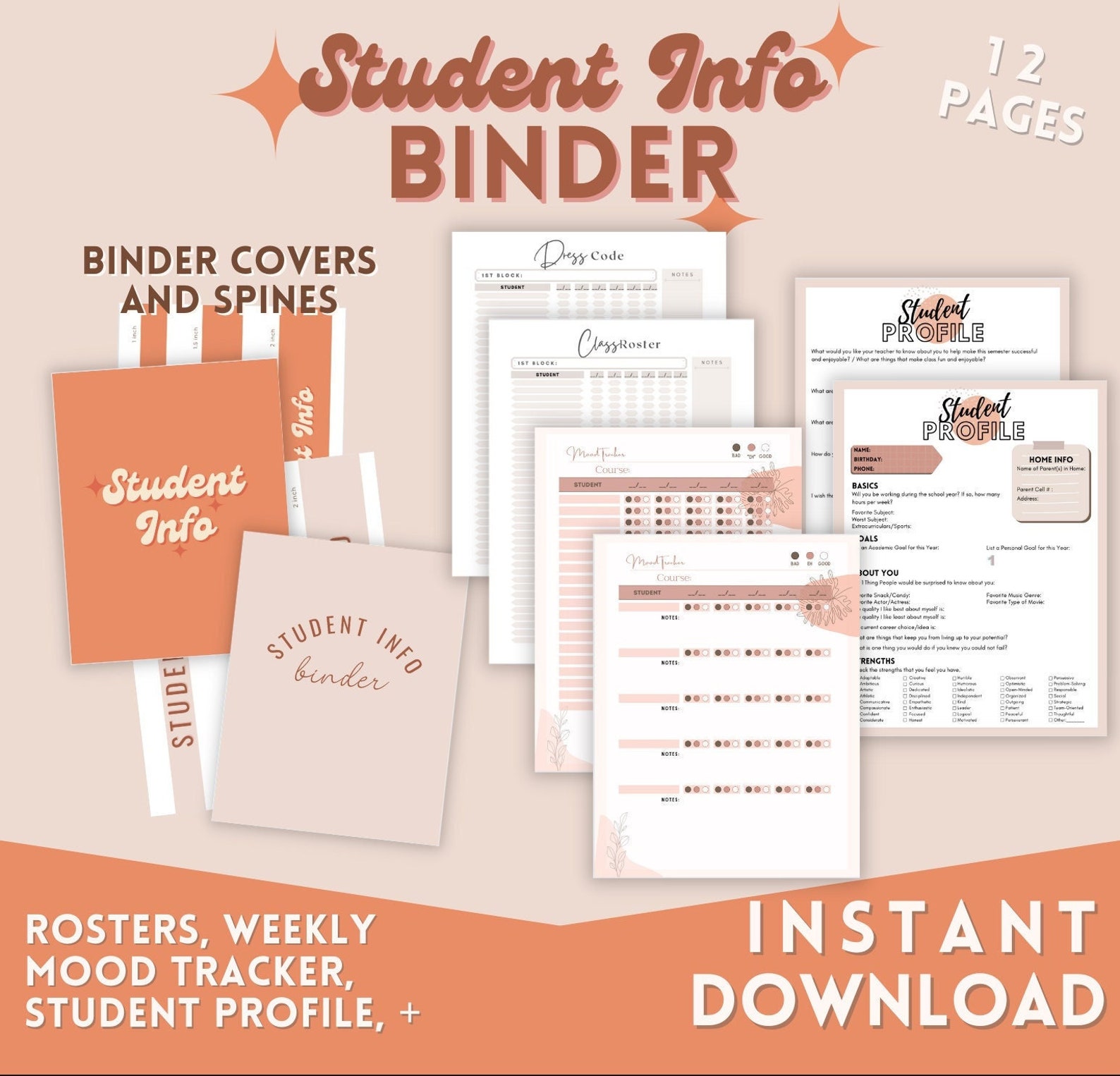 Printable Student Info Binder for Teachers | Class Roster, Student ...