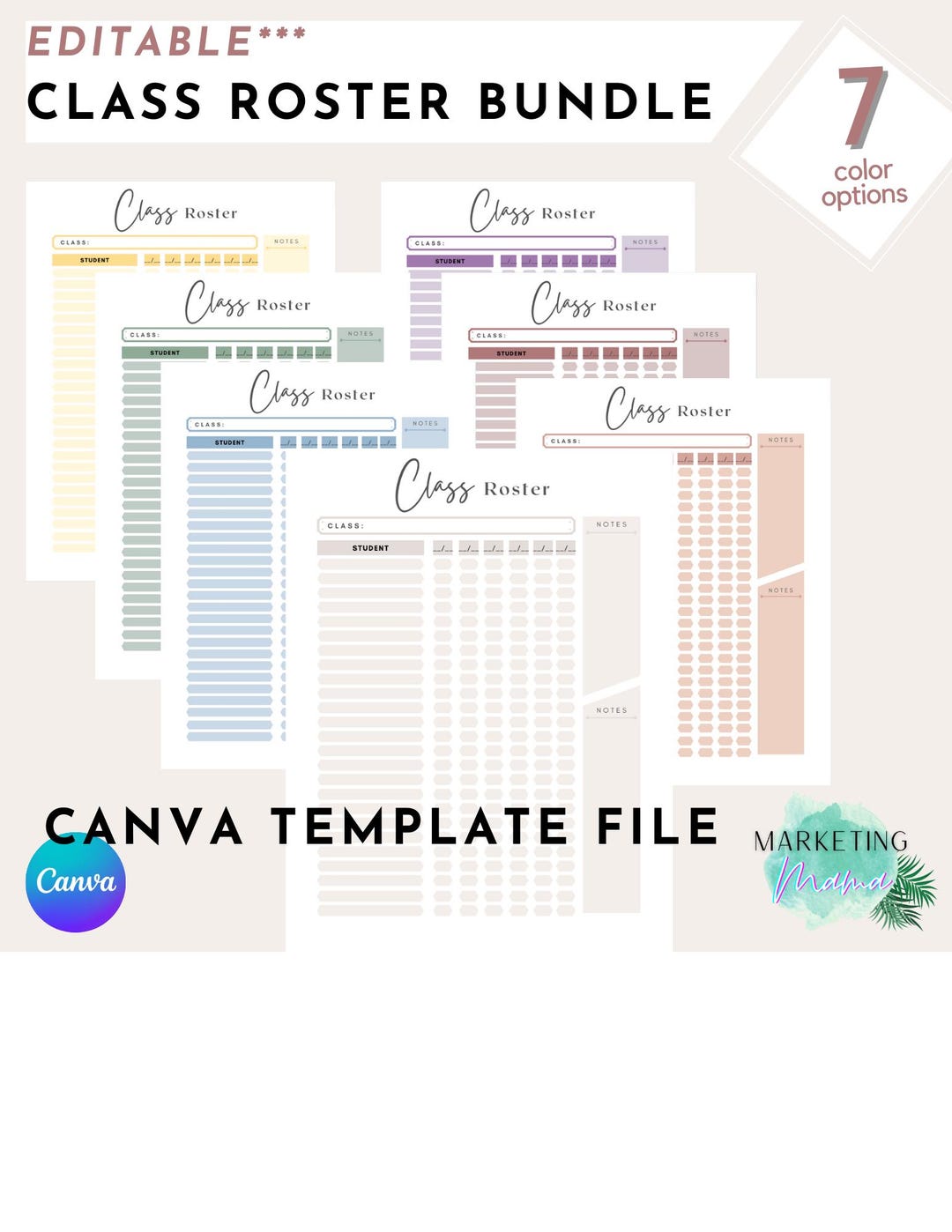 EDITABLE Class Roster Set | Digital Download | Canva Template - Etsy