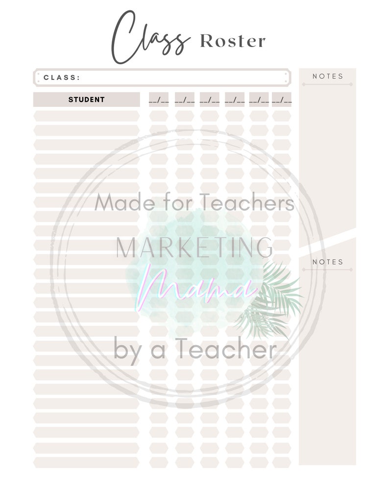 PRINTABLE Class Roster Set | Digital INSTANT Download - Etsy
