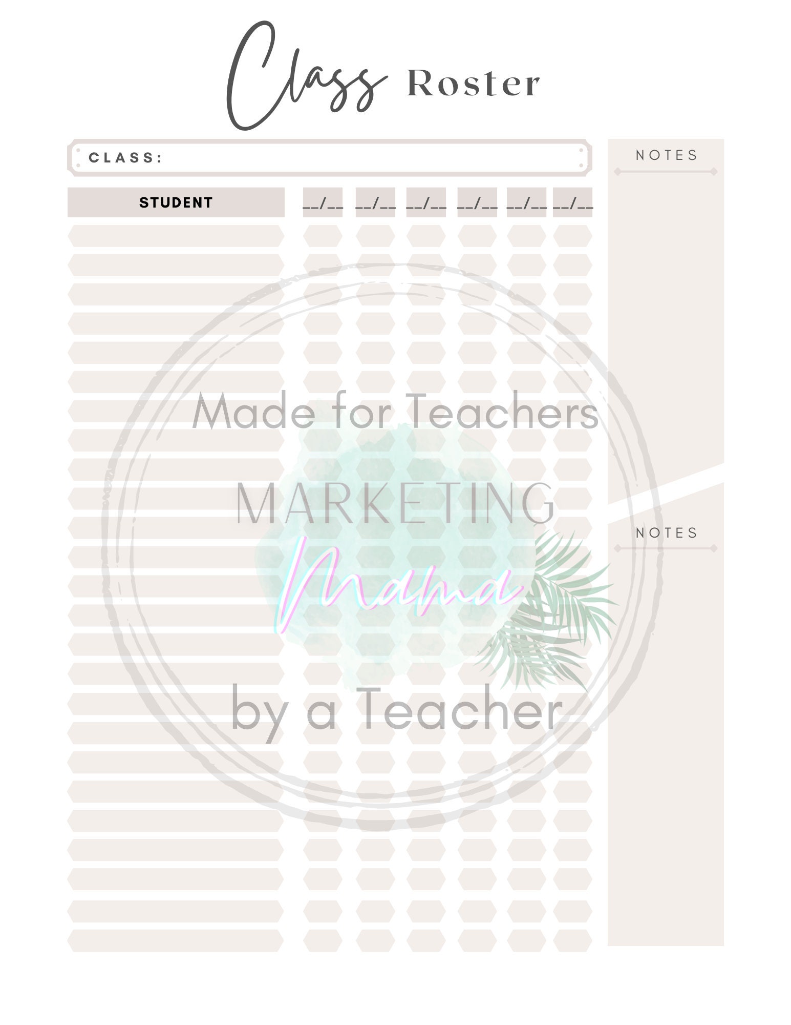 PRINTABLE Class Roster Set | Digital INSTANT Download - Etsy
