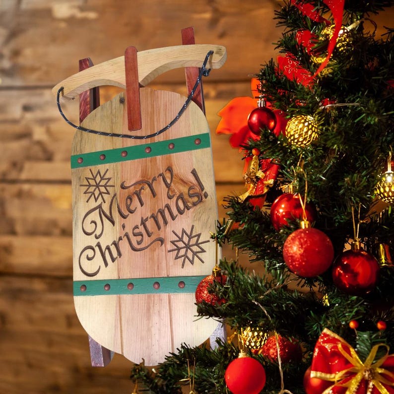 Christmas Sled Deluxe Handcrafted W/ Merry Christmas - Etsy