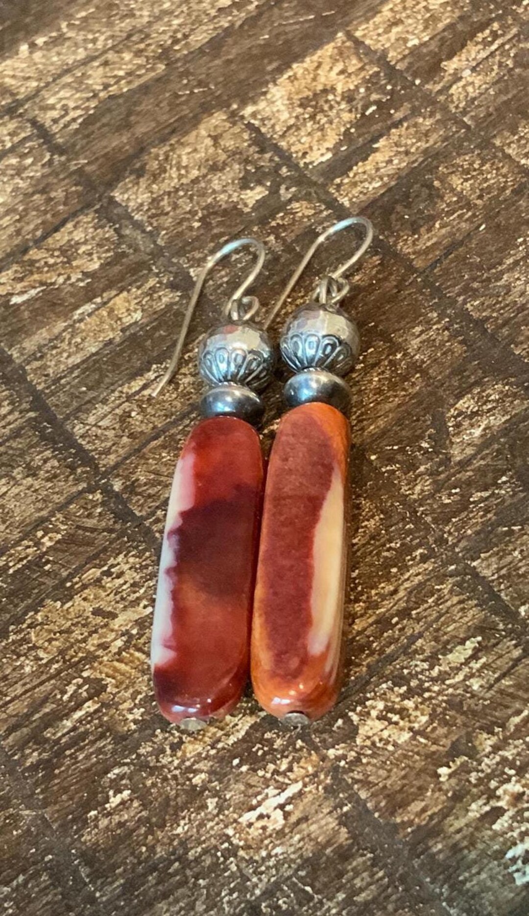 E291 Purple Maroonish Spiny Oyster Tubes, Sterling Etched Navajo Pearl ...