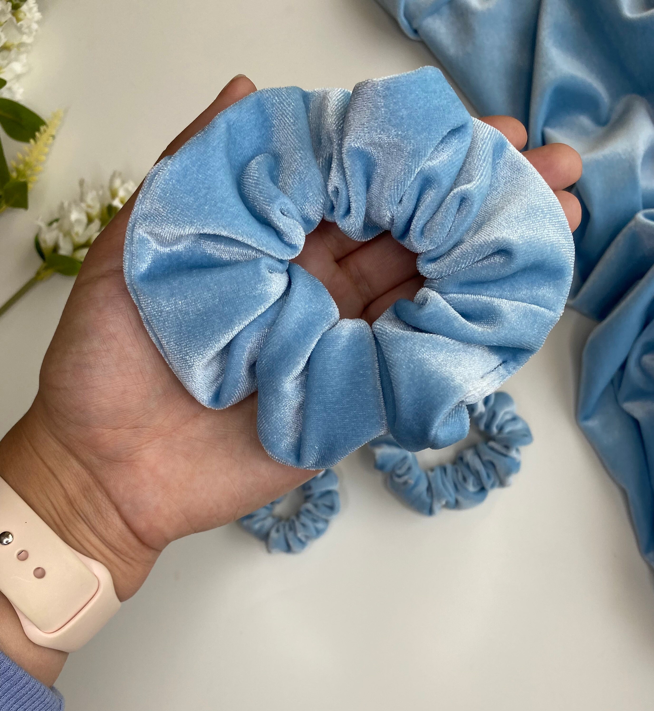 Blue Velvet Scrunchie Baby Blue Velvet Scrunchie Classic Scrunchie Midi ...