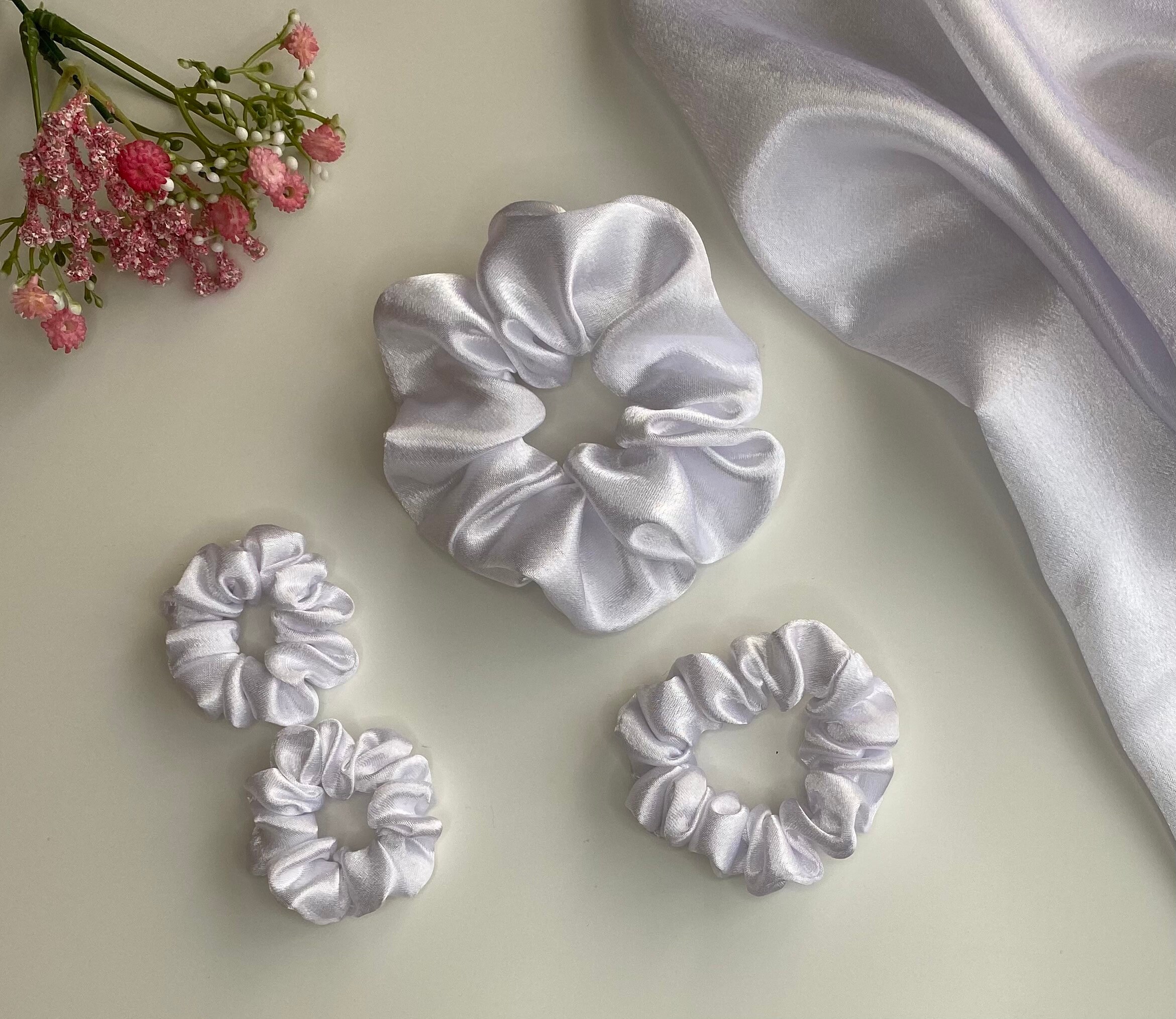 White Satin Scrunchie Classic Scrunchie Thin Scrunchie Mini Scrunchie ...