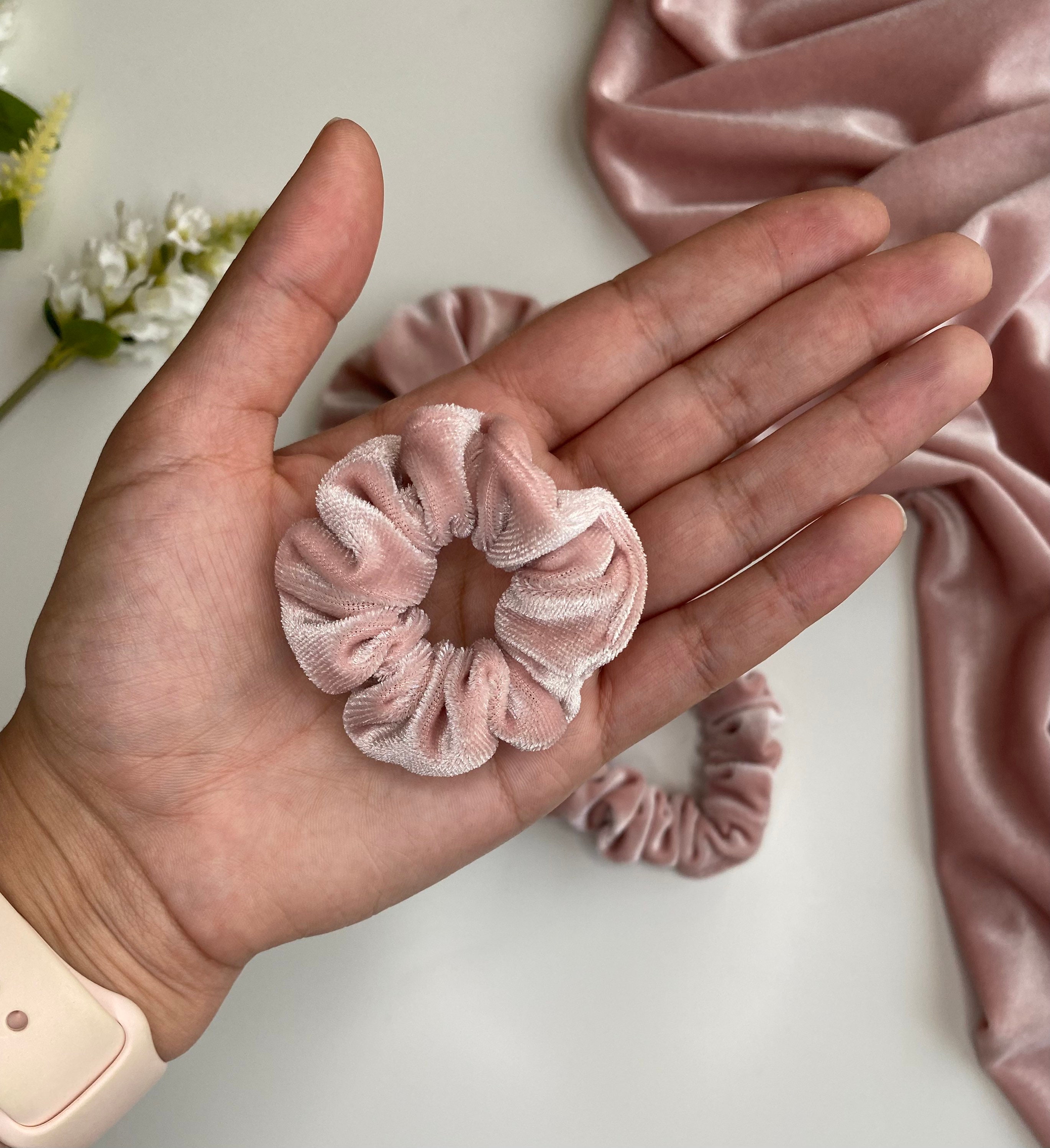 Pink Velvet Scrunchie Baby Pink Velvet Scrunchie Classic Scrunchie Midi ...