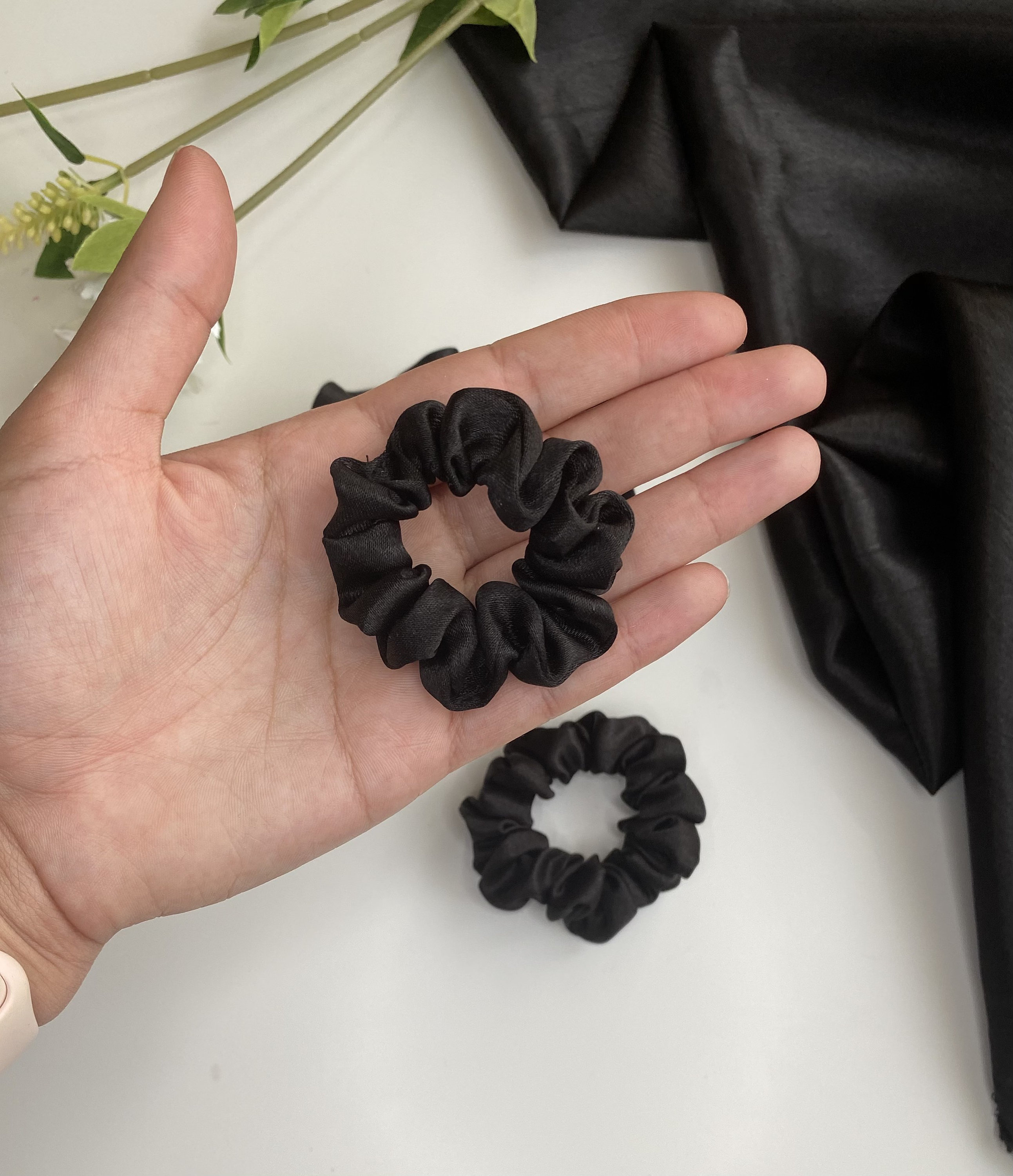 Black Satin Scrunchie Classic Scrunchie Midi Scrunchie - Etsy UK